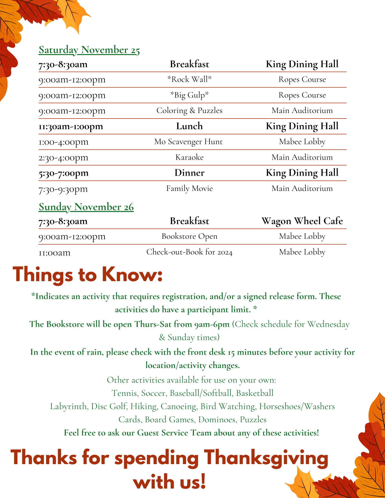 Thanksgiving at Mo • Presbyterian Mo-Ranch Assembly