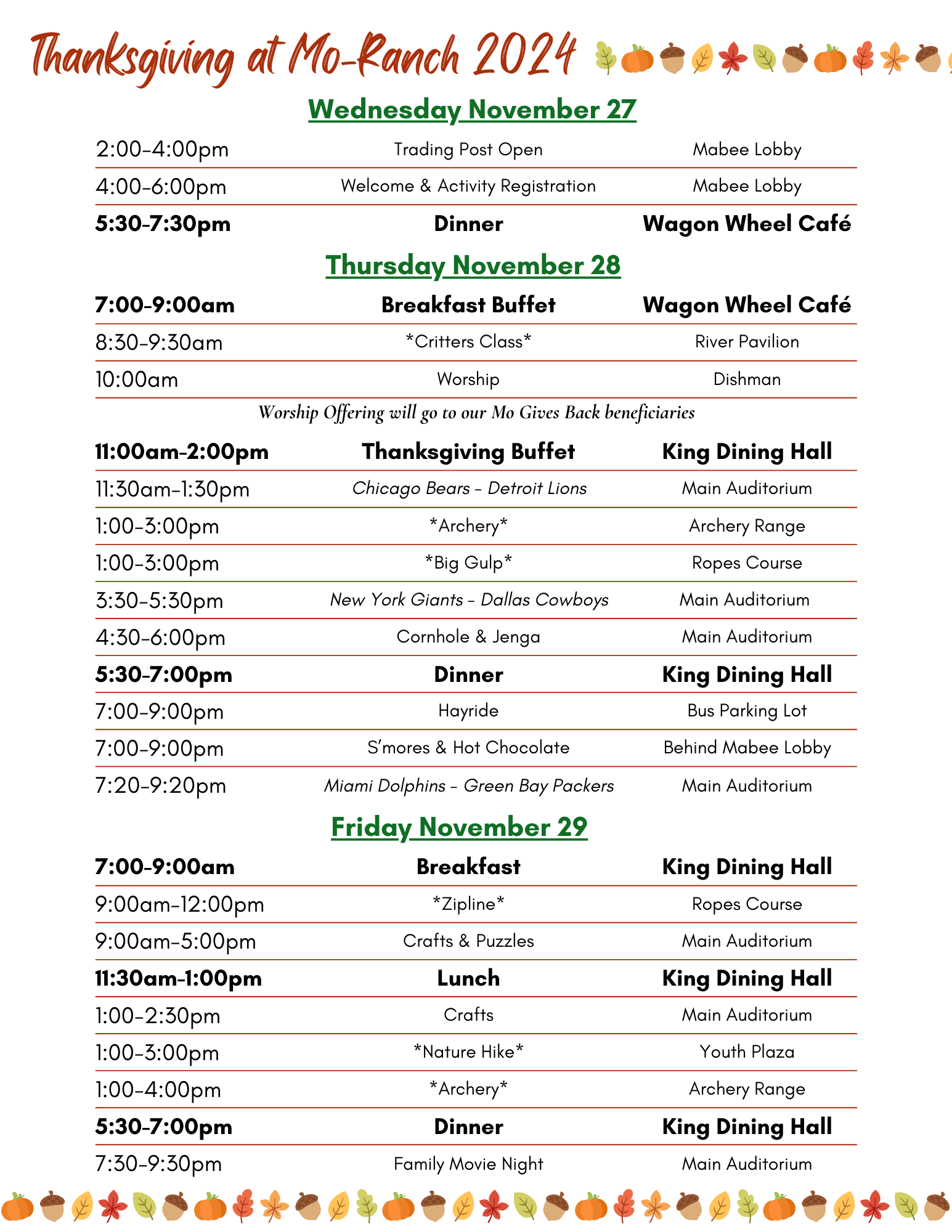 Thanksgiving at Mo • Presbyterian Mo-Ranch Assembly