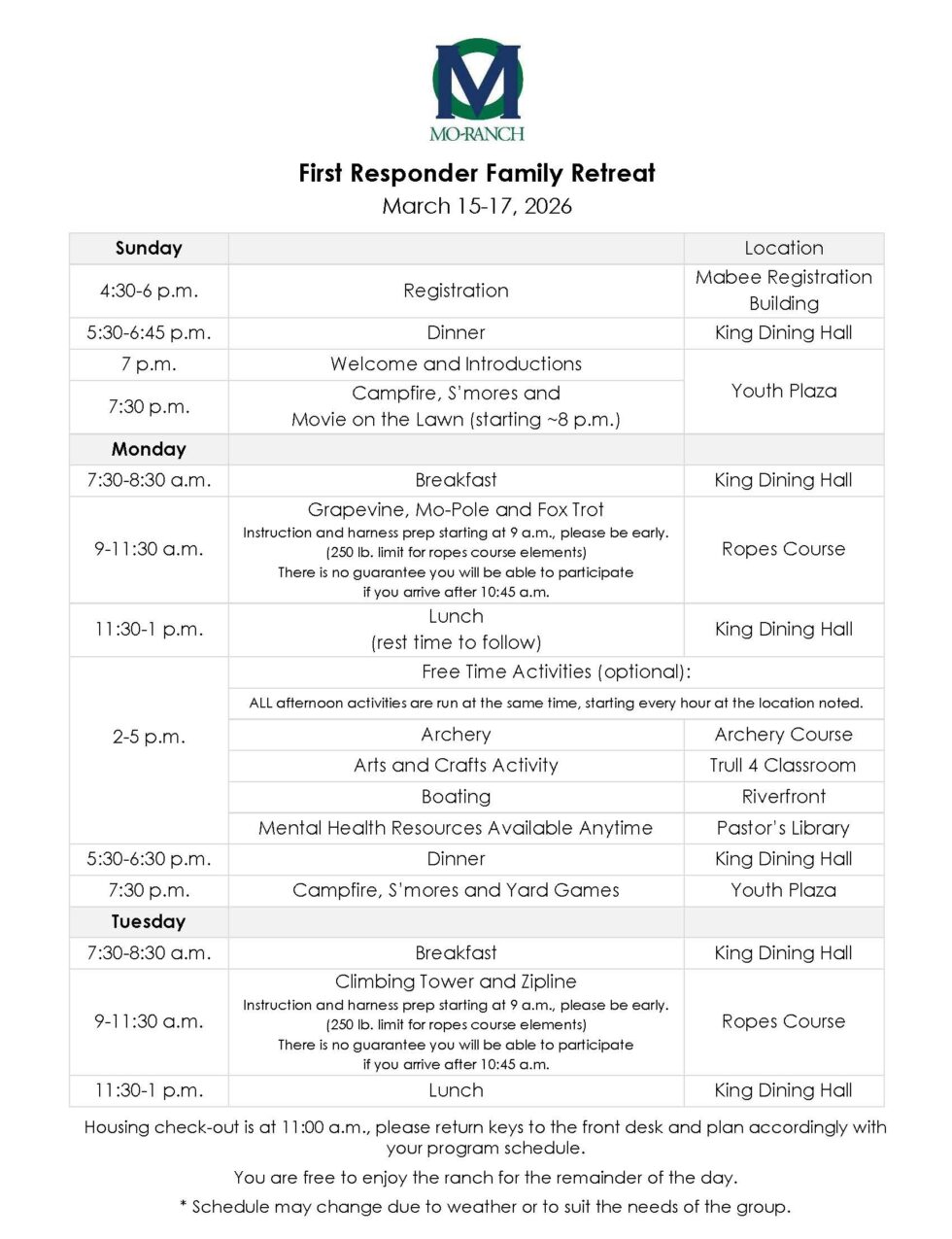 First Responder Family Respite Weekend • Presbyterian Mo-Ranch Assembly